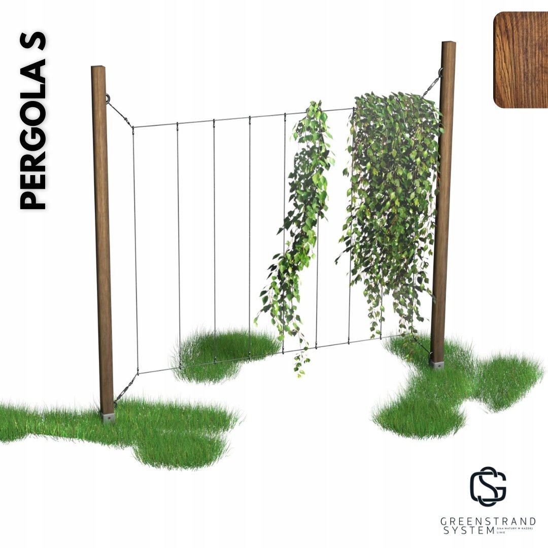 Trejaż drewniany z linami stalowymi S 240x300 | pergola | ciemny dąb ...