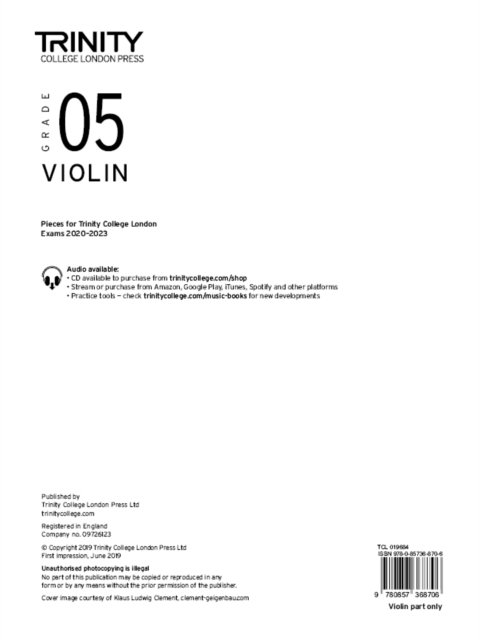 Trinity College London Violin Exam Pieces 2020-2023: Grade 5 (part only ... Trinity College London Violin Exam Pieces 2020-2023: Grade 5 (part only ...