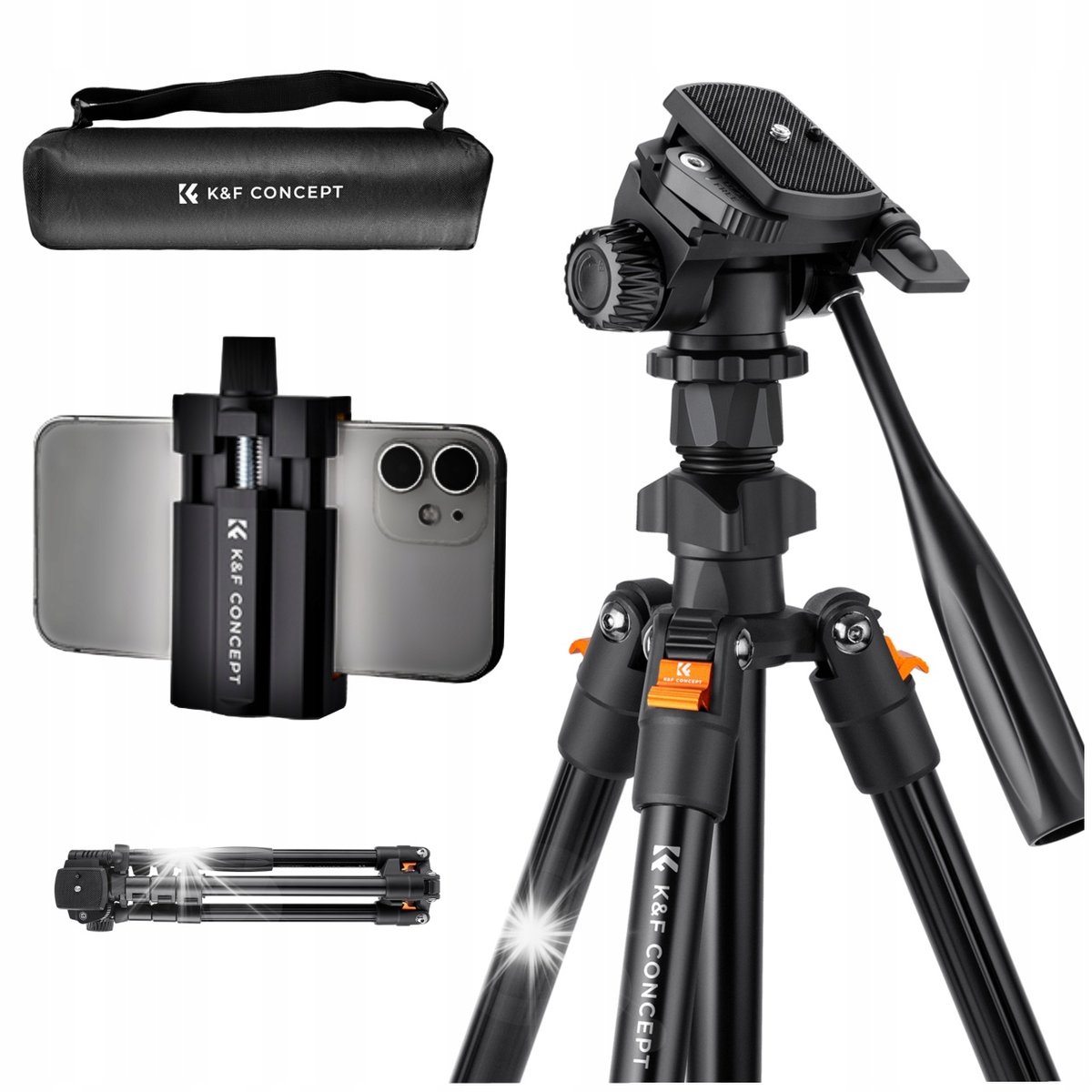 TRIPOD Statyw FOTOGRAFICZNY DO APARATU KAMERY + uchwyt do telefonu ...