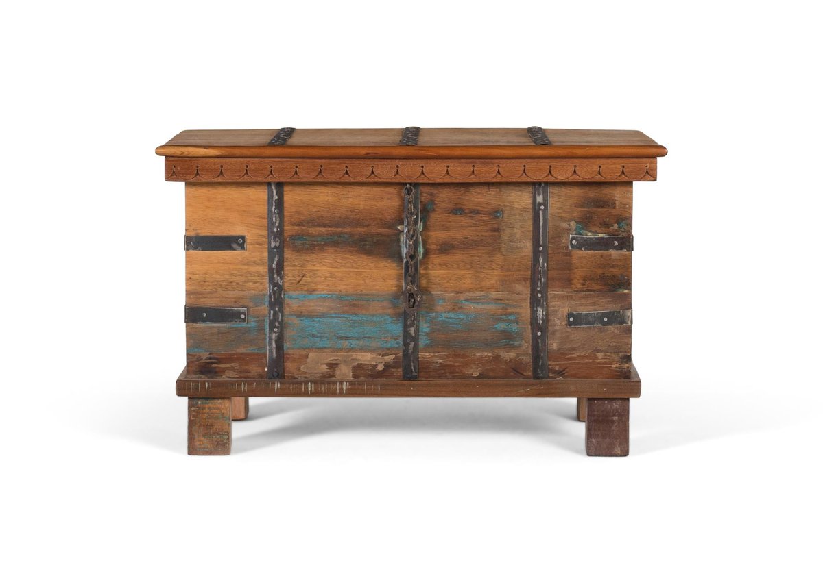 Trunk made of recycled wood with top opening and hardware - giner and ...
