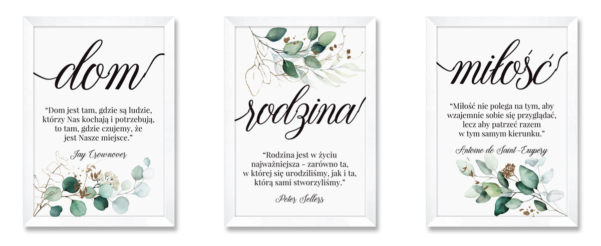 Tryptyk obraz obrazy o miłości domu rodzinie na ścianę w ramie do sypialni 70,5x32 cm - iWALL ...