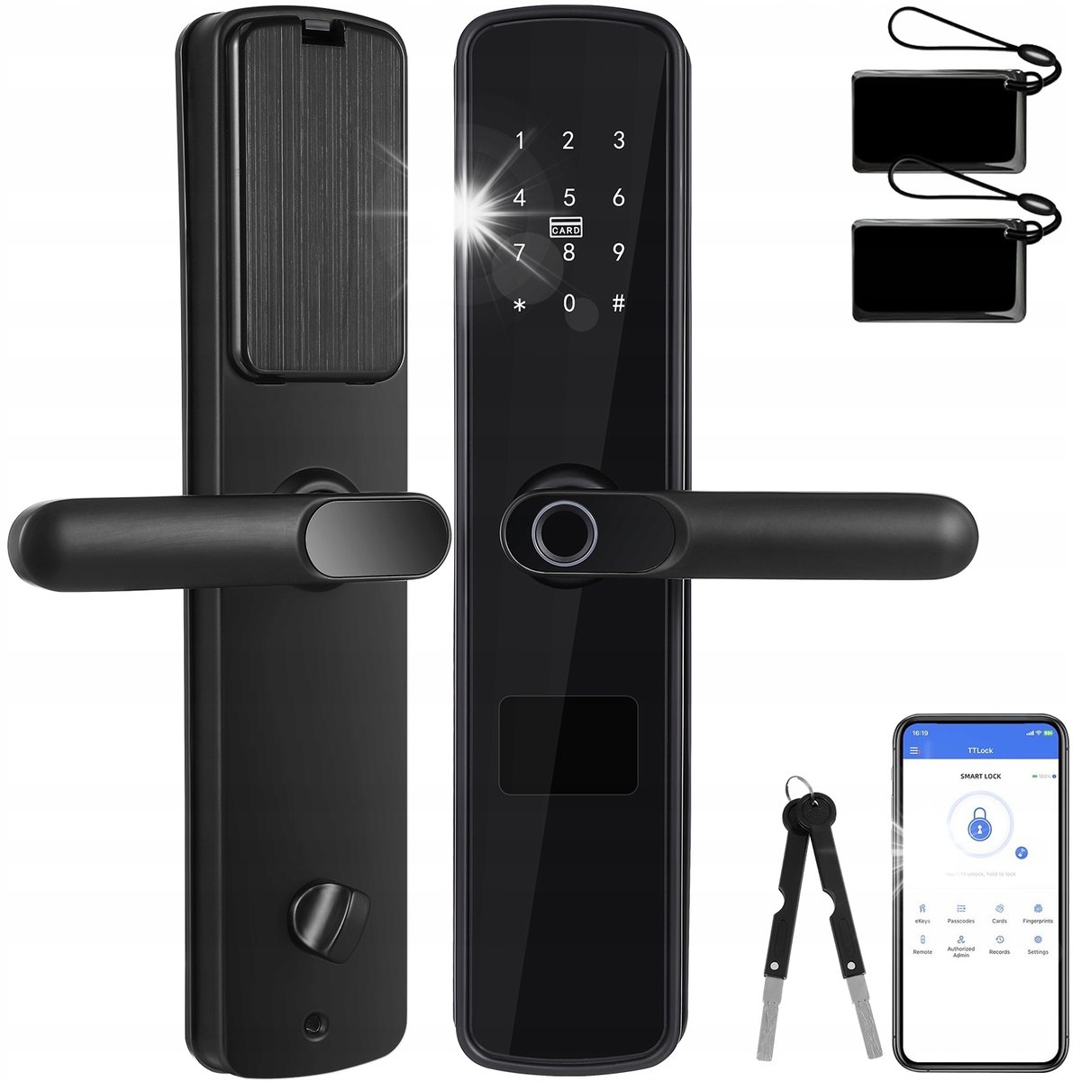 TT LOCK Smart Fingerprint Lock 5 metod otwierania, stal manganowa ...