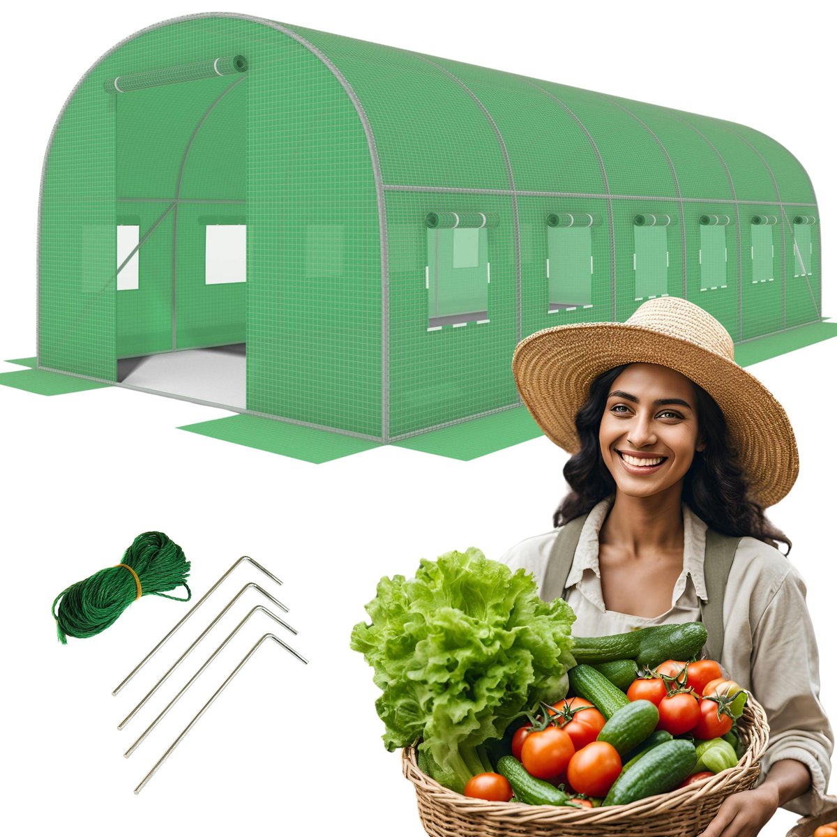 Tunel foliowy z oknami FUNFIT GARDEN, zielony, 18m2, 6x3m - FUNFIT ...