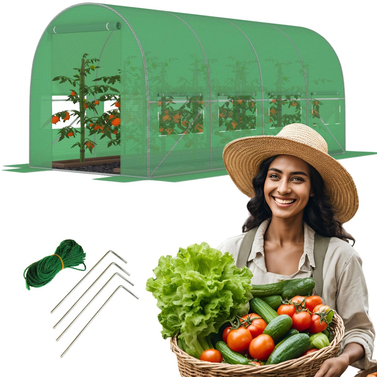 Tunel foliowy z oknami FUNFIT GARDEN, zielony, 8m2, 4x2m - FUNFIT ...