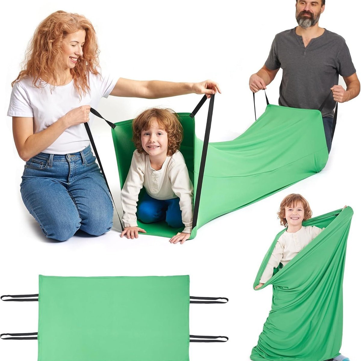 Tunel sensoryczny animacyjny dla dzieci dotykowy SI zielony 300x70cm 3m ...