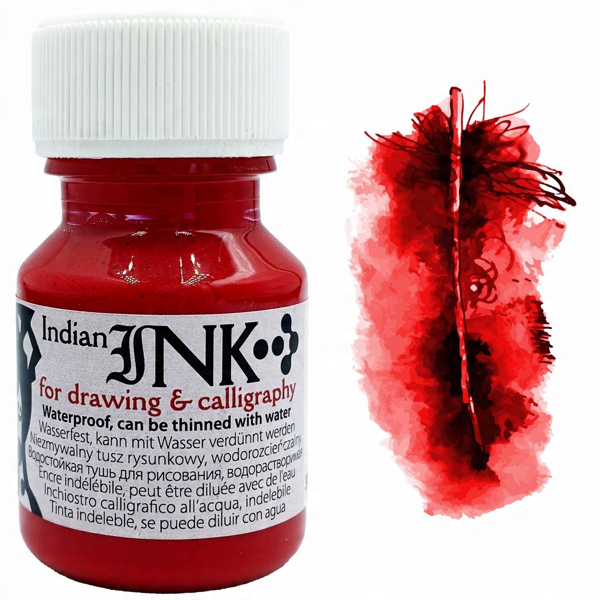 Tusz RYSUNKOWY niezmywalny do kaligrafii Indian INK Renesans 5 KARMIN 3 ...