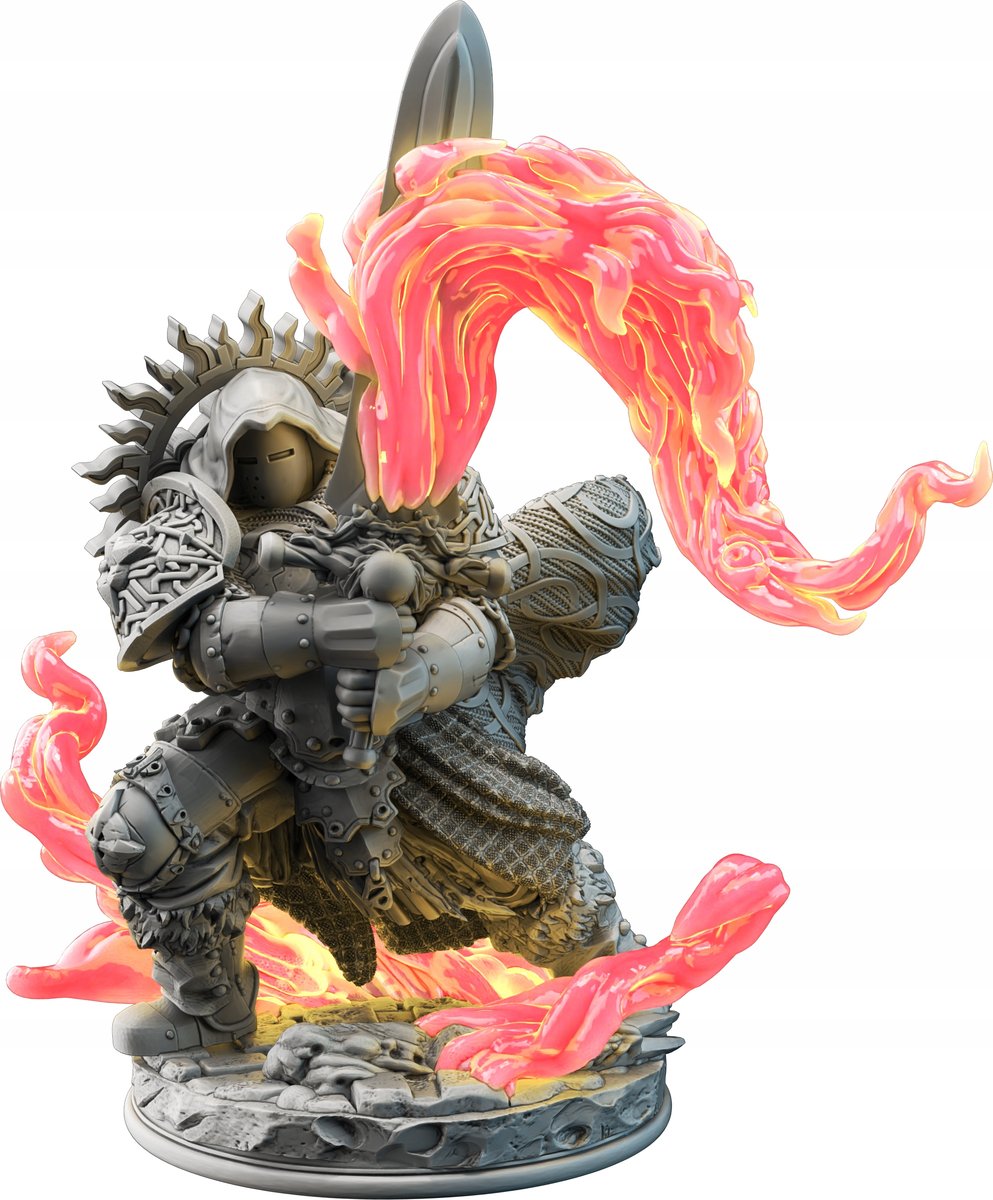 Tuzugo - Paladyn Ognia Rycerz Figurka 12k + Podstawa do DND D&D druk 3D ...
