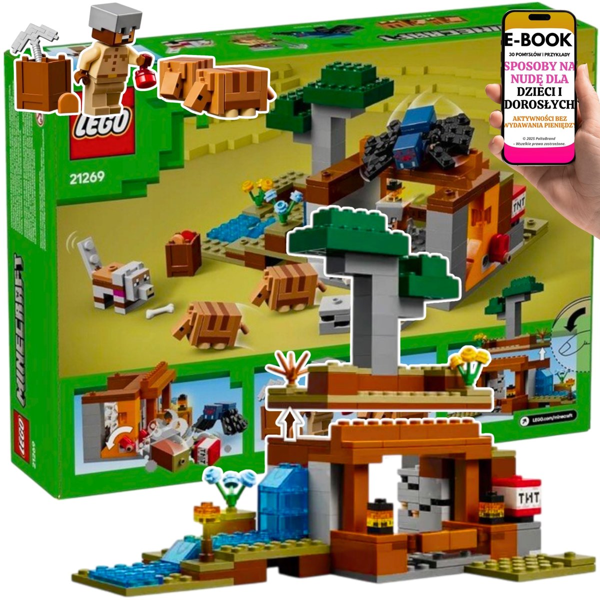 Twórz, odkrywaj i walcz! LEGO Minecraft 21269 – Pająk, pancerniki i ...