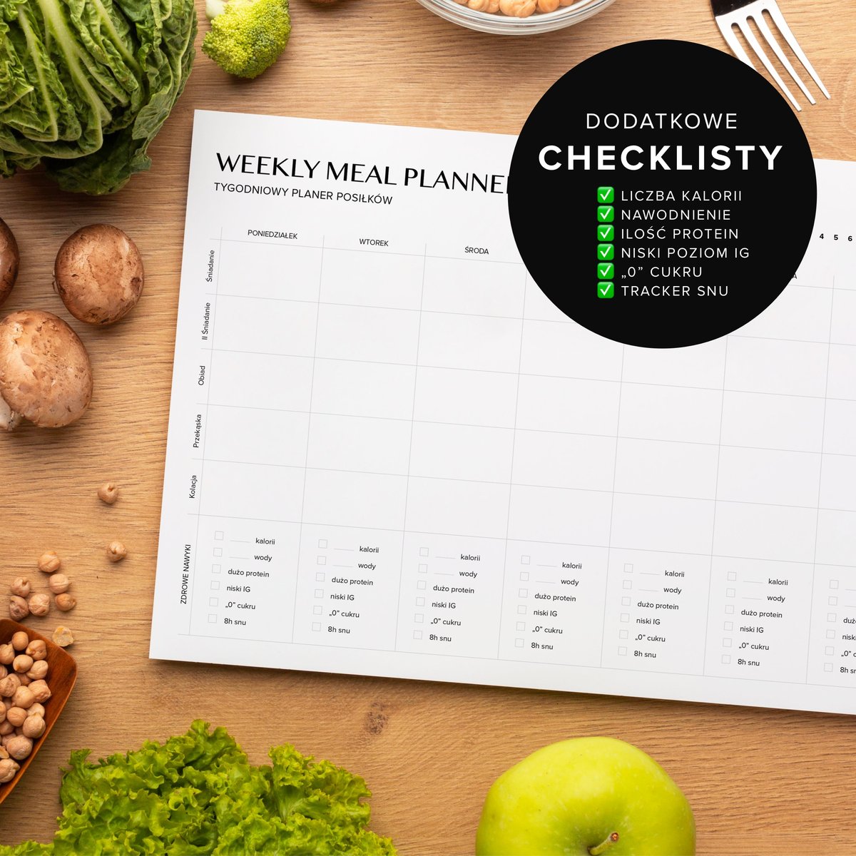 Tygodniowy planer posiłków – NOWOŚĆ, dodatkowe checklisty - PaperDesk ...