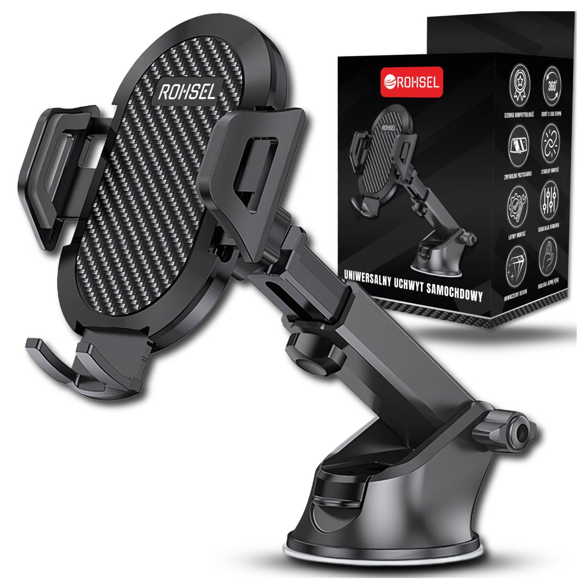 UCHWYT DO SAMOCHODU NA TELEFON SZYBĘ DESKĘ KOKPIT SAMOCHODOWY HOLDER ...