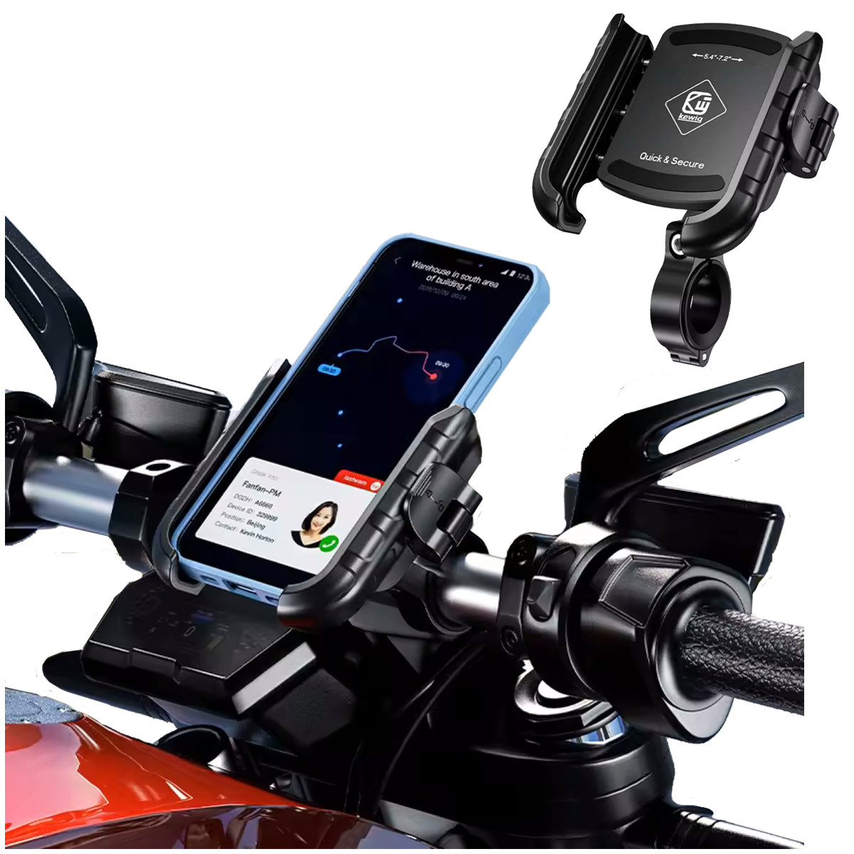 Uchwyt motocyklowy z ładowarka 36W USB-C na telefon, Kewig, na rower ...