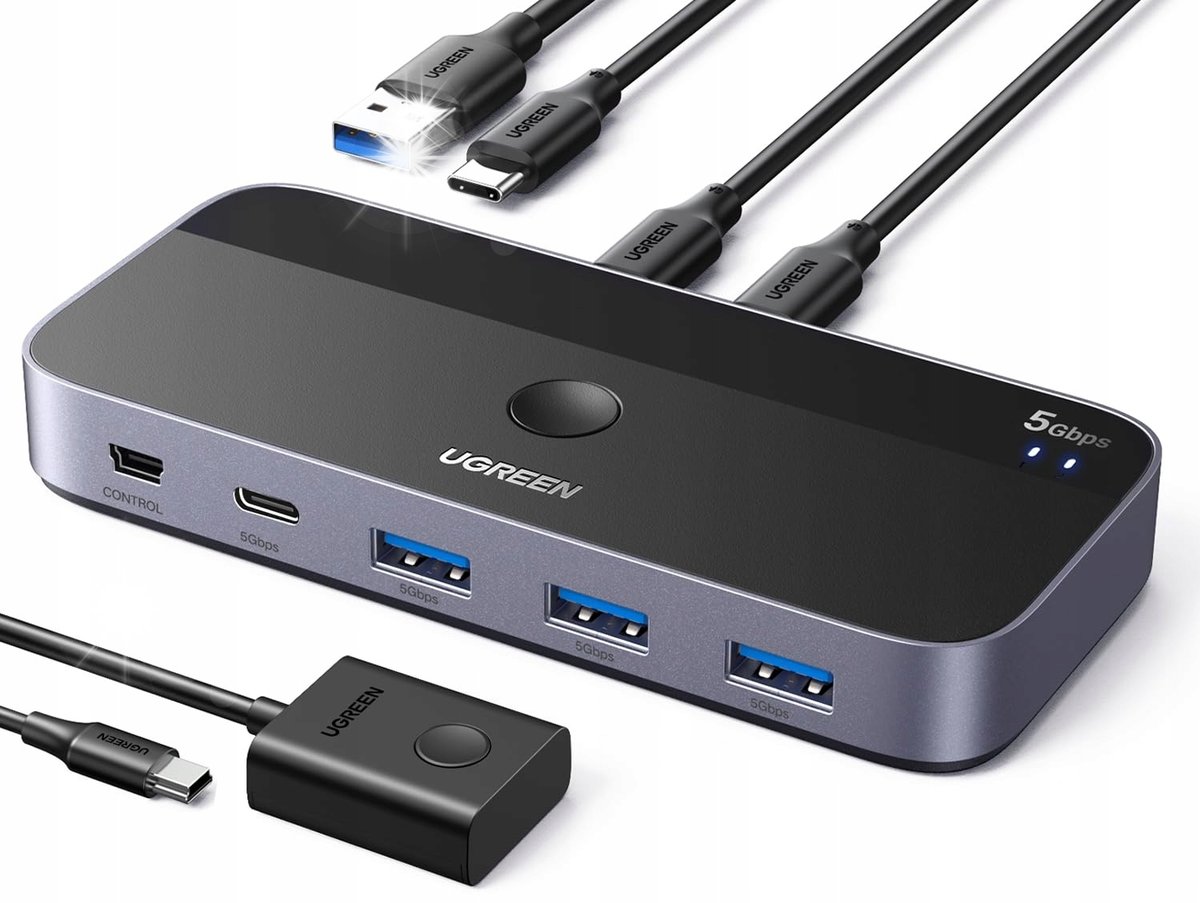 UGREEN ADAPTER PRZEŁĄCZNIK SWITCH A USB-A 3.0 X3 USB-C X3 5 Gbps Z ...