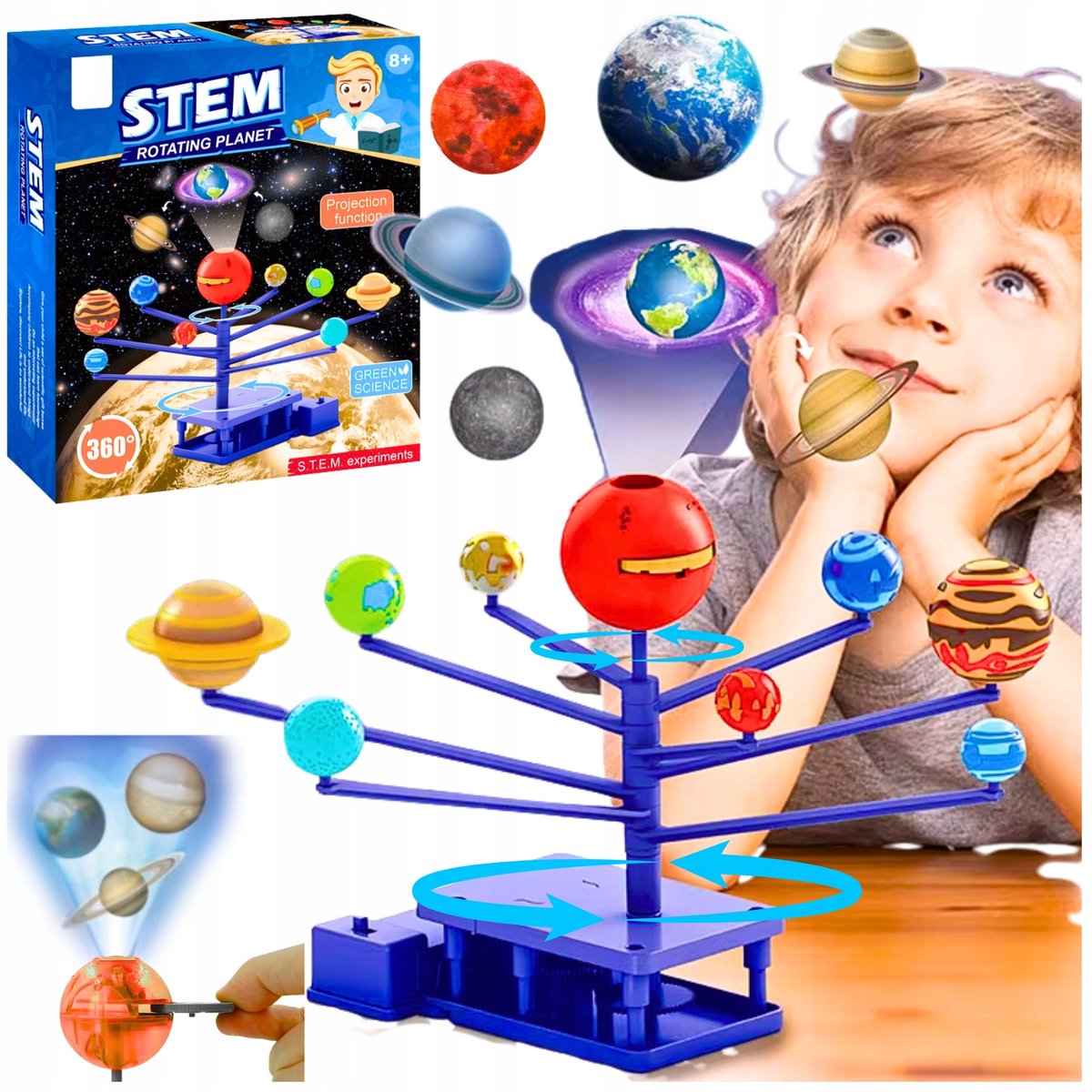 Układ Słoneczny 3D DIY Zestaw Edukacyjny STEM Planety Ruchome Projektor ...