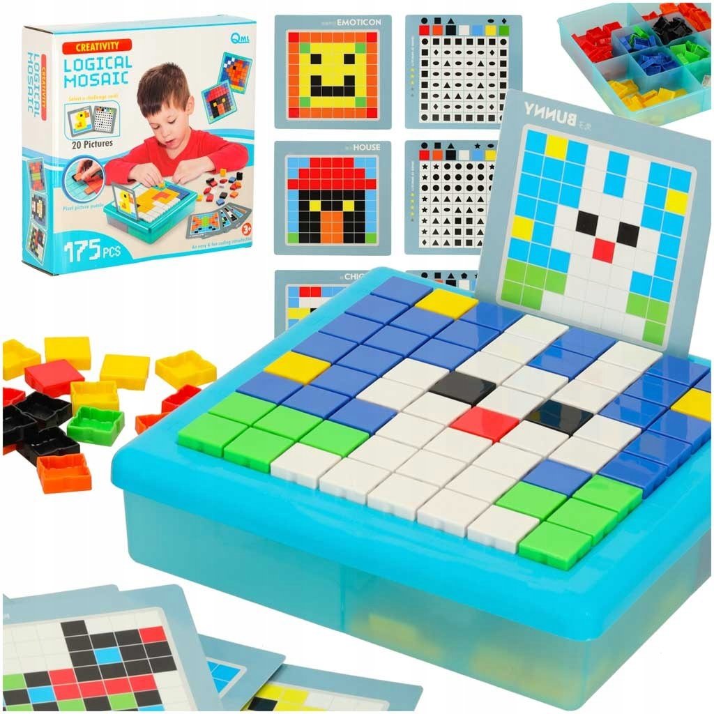 Układanka Kreatywna Logiczna Klocki Puzzle Mozaika 175 Elementów ...