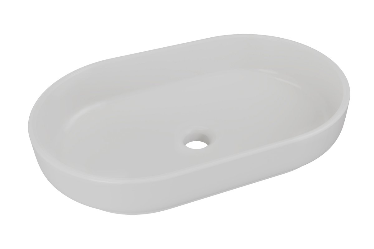 Umywalka nablatowa ceramiczna 55x35 cm jasny beton owalna - Comad ...