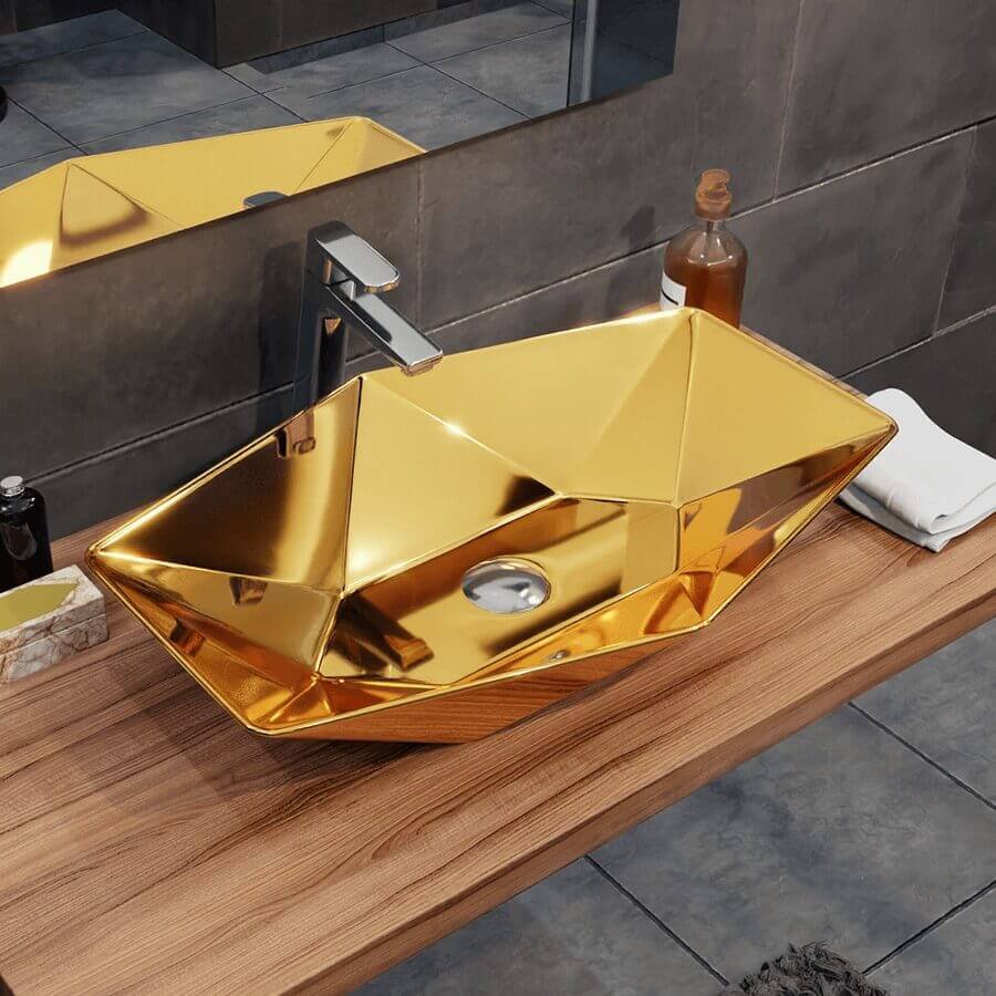 Umywalka nablatowa ceramiczna - gold - DIAMENT 57 x 37 cm SWISS MEYER - SWISS MEYER | Sklep ...