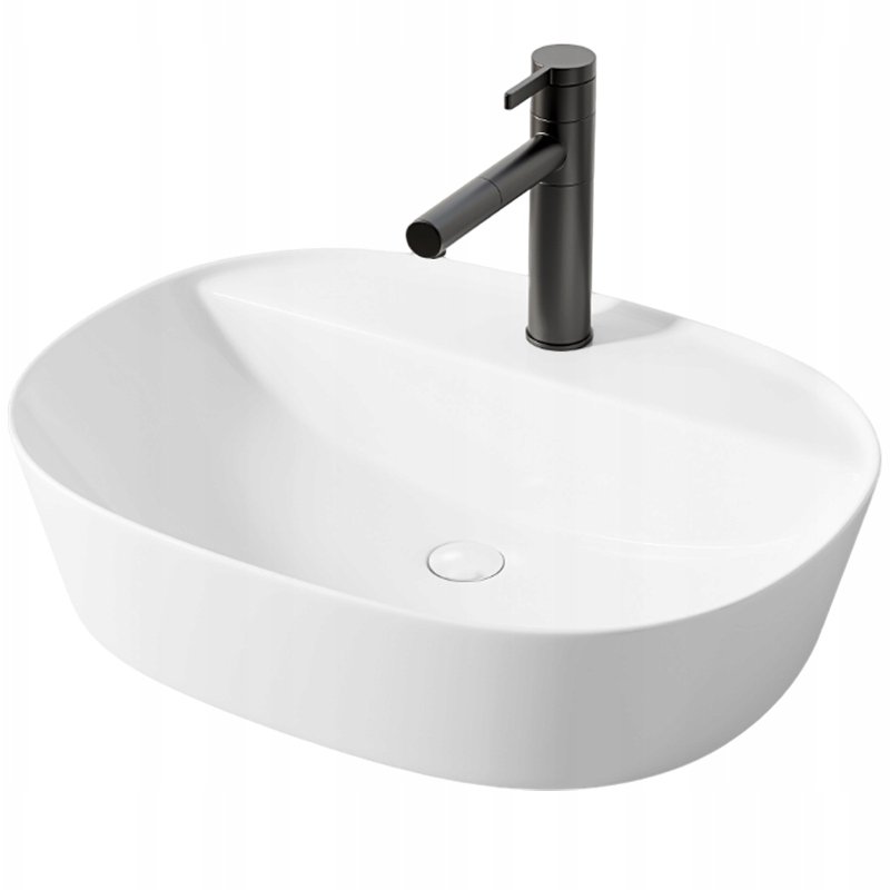 UMYWALKA NABLATOWA STAWIANA BIAŁA Z OTWOREM CERAMICZNA OWALNA 50 x 38 ...