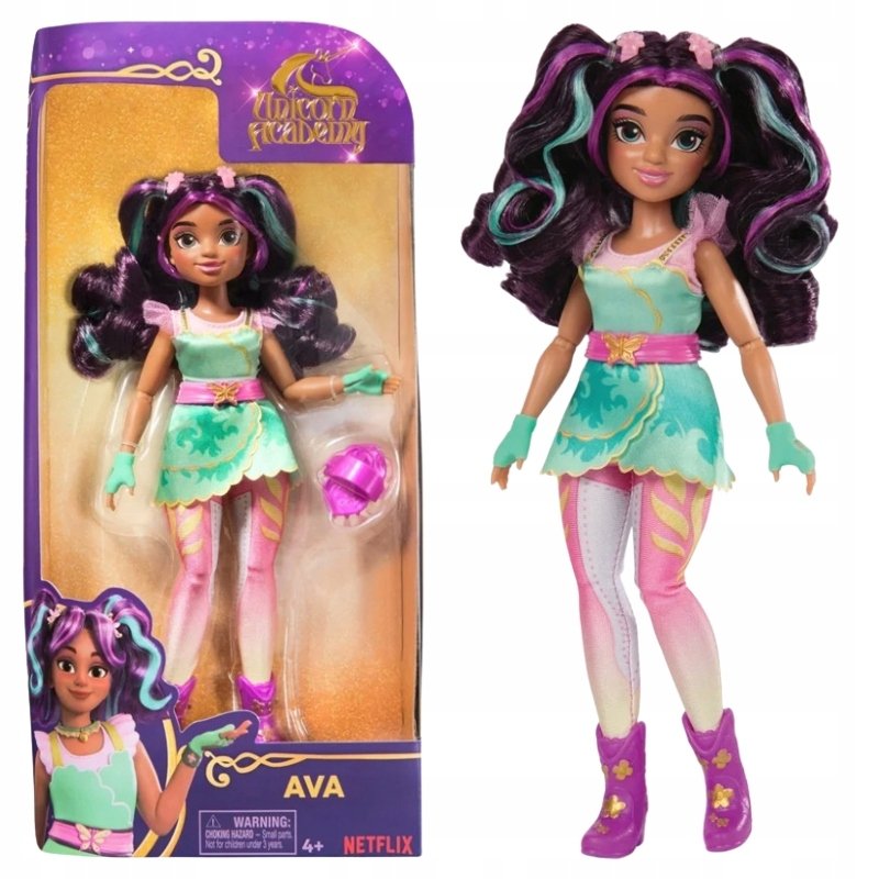 UNICORN ACADEMY LALKA AVA Z AKCESORIAMI ZABAWKA 24 CM DLA DZIECI ZESTAW ...