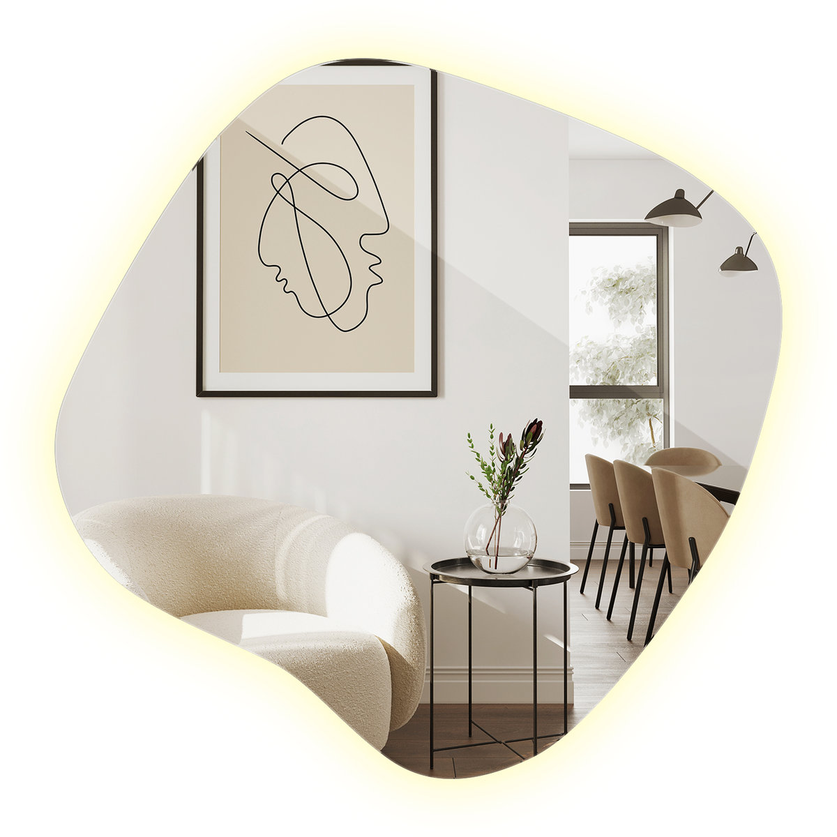 Unikatowe Lustro Nieregularne Podświetlane – Elegancka Ozdoba Ścienna ...