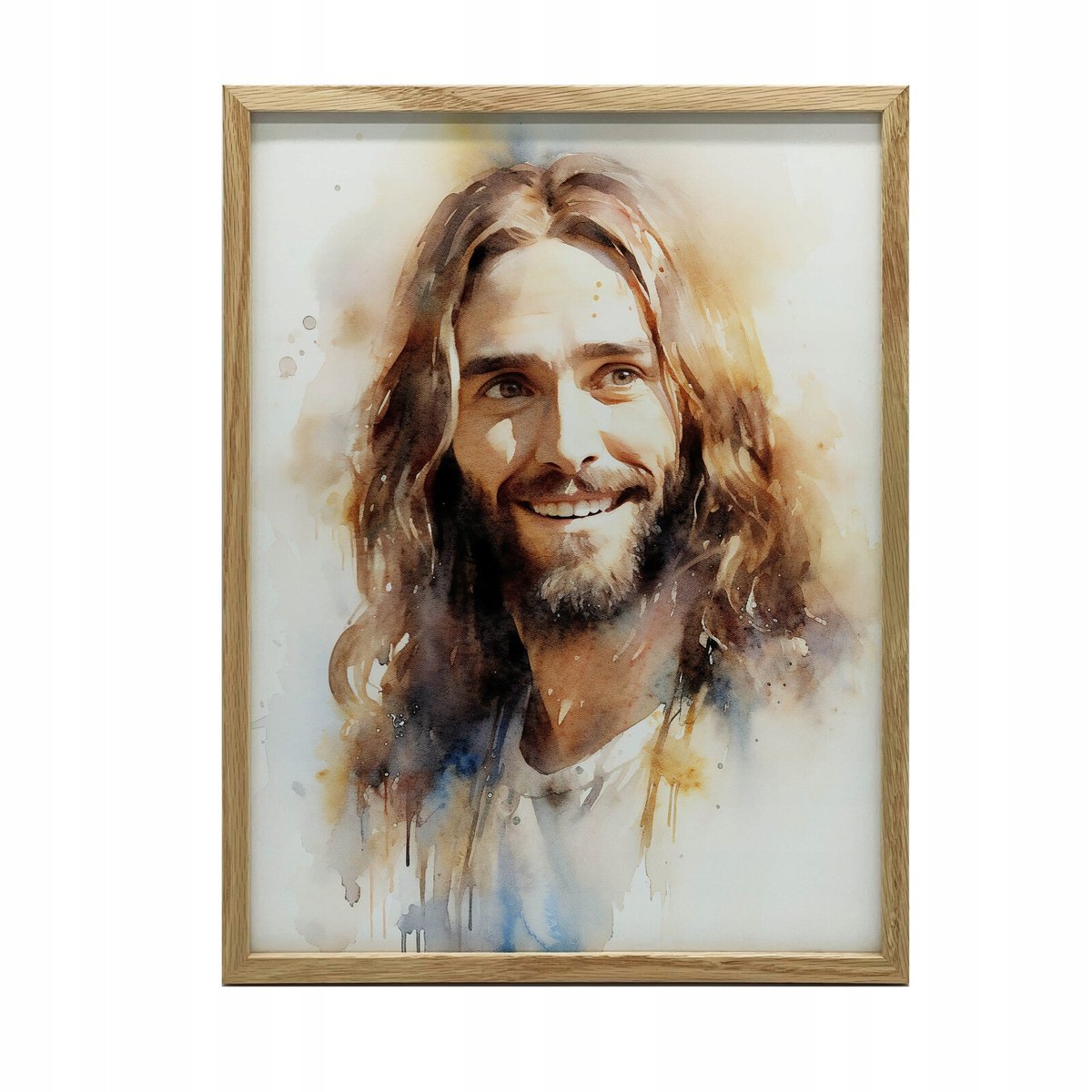 Uśmiechnięty Jezus Uśmiechnięty Jezus, 40x50 cm, rama aluminiowa złota ...
