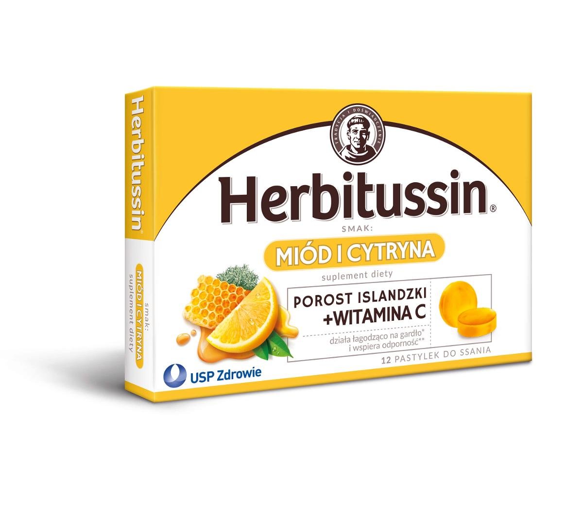Usp Zdrowie Herbitussin Miód I Cytryna Pastylki Do Ssania 12 szt ...