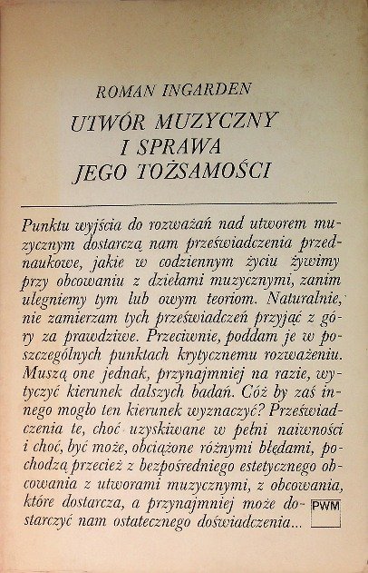 Utwór muzyczny i sprawa jego tożsamości - Ingarden Roman | Książka w Empik