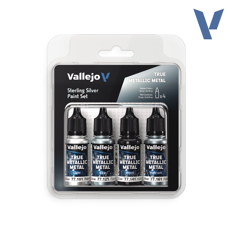 Vallejo: 77.251 - True Metallic Metal - Sterling Silver Paint Set (4x18 ...