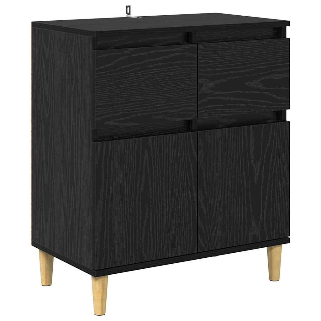 vidaXL Bufet Czarny Dąb 60 x 35 x 70 cm Materiał drewnopochodny ...