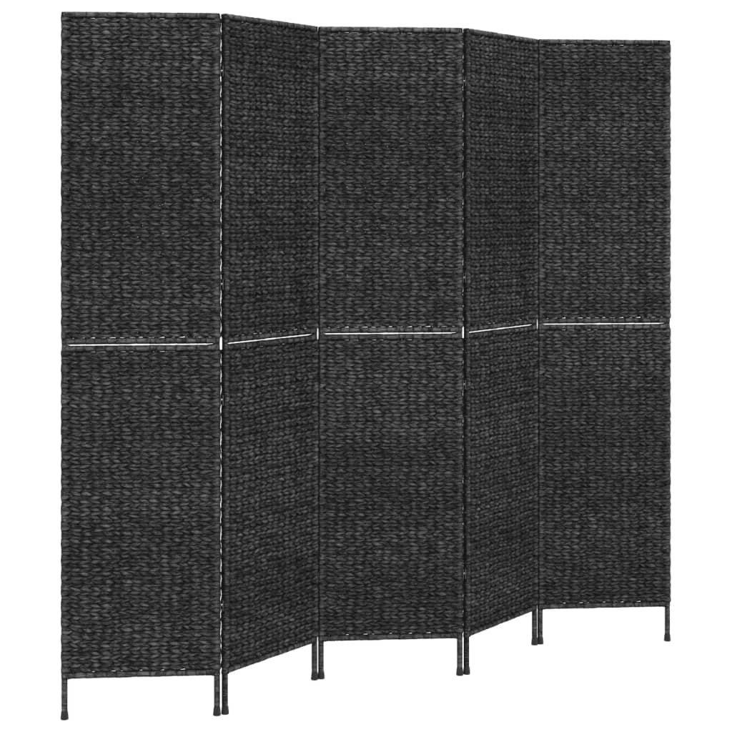 vidaXL Parawan pokojowy, 5-panelowy, czarny, 205x180 cm, hiacynt wodny ...