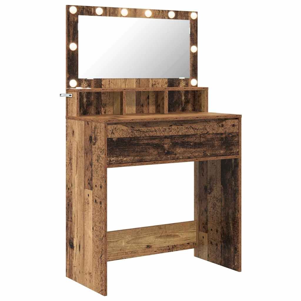 vidaXL Toaletki do sypialni z szufladą Stare drewno 80 x 39,6 x 135 cm ...
