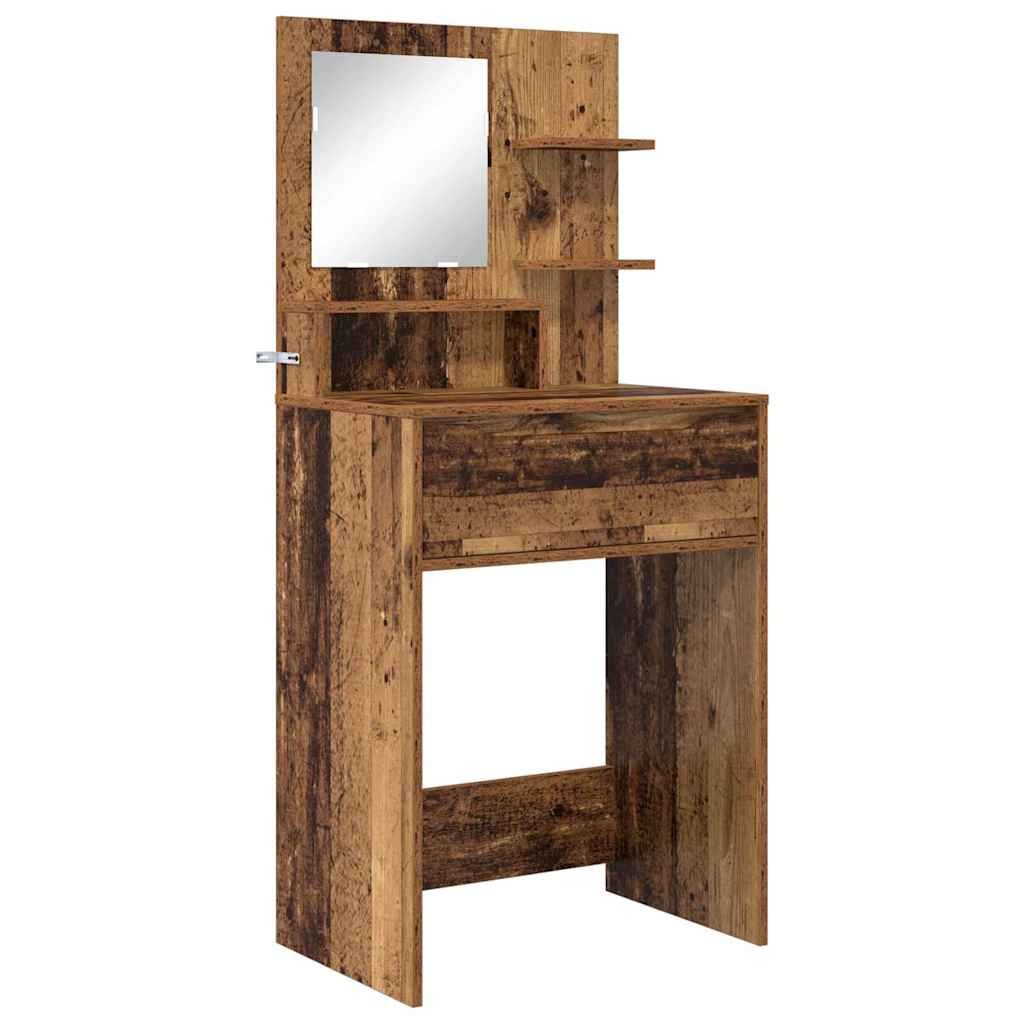 vidaXL Toaletki do sypialni z szufladą Stare drewno 80 x 39,6 x 135 cm ...
