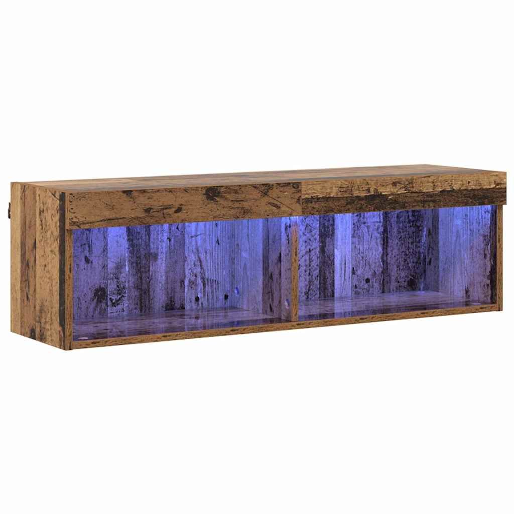 vidaXL Zestaw szafek RTV Ze LED Lights Stare drewno 100 x 30 x 30 cm ...