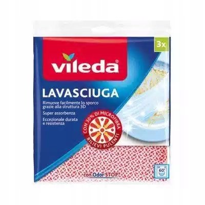 Vileda lavasciuga cloth 50% microfiber for kitchen cleaning, 3 pcs ...