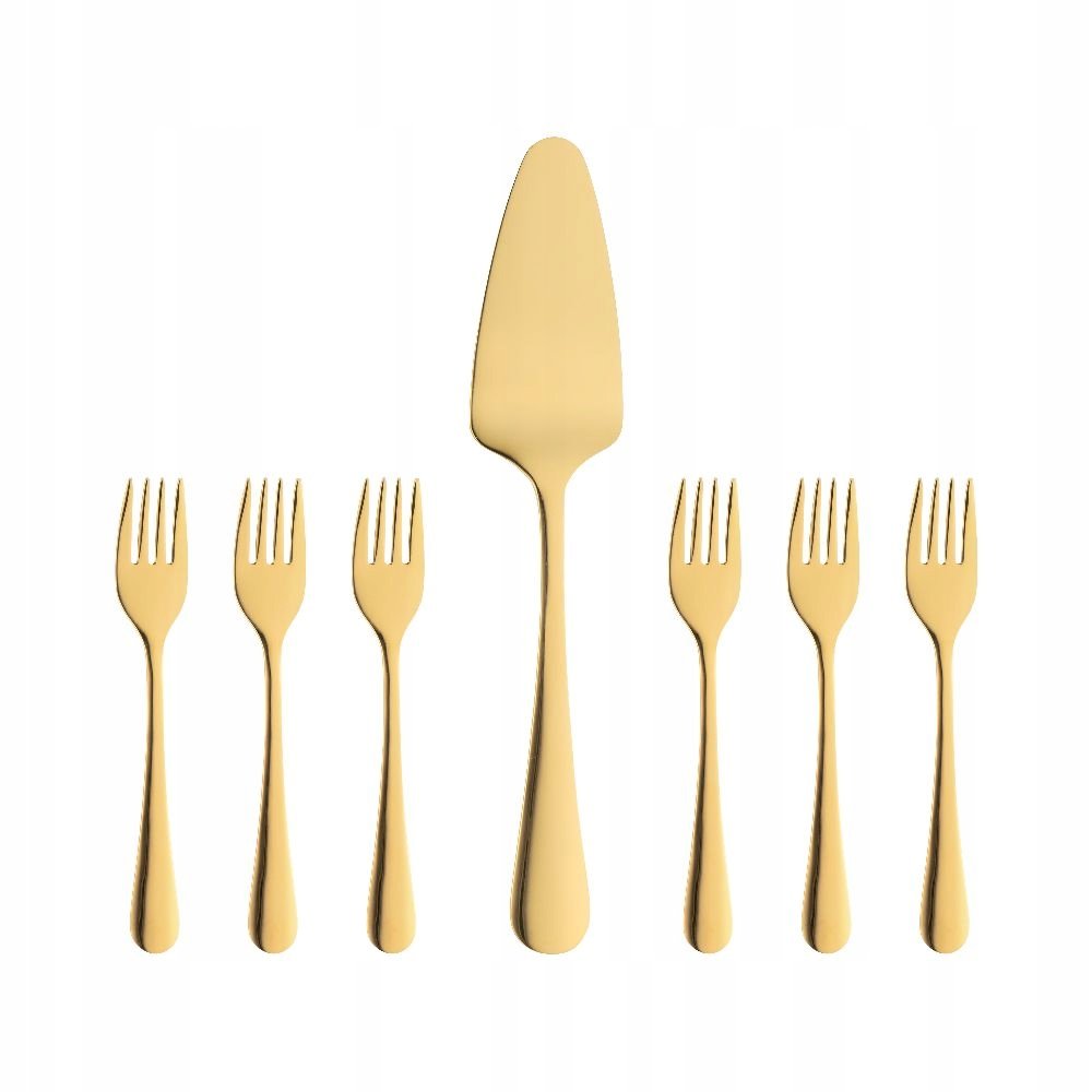 VILLA ITALIA Zest. dla 6 os. widelczyków do ciasta z łopatką SLIM GOLD ...