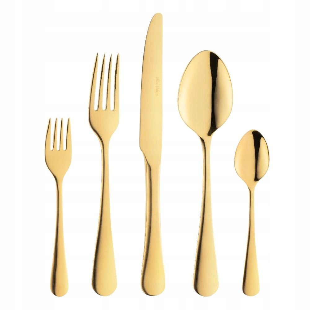 VILLA ITALIA Zestaw sztućców na 12 osób 60 elementów SLIM GOLD STP ...