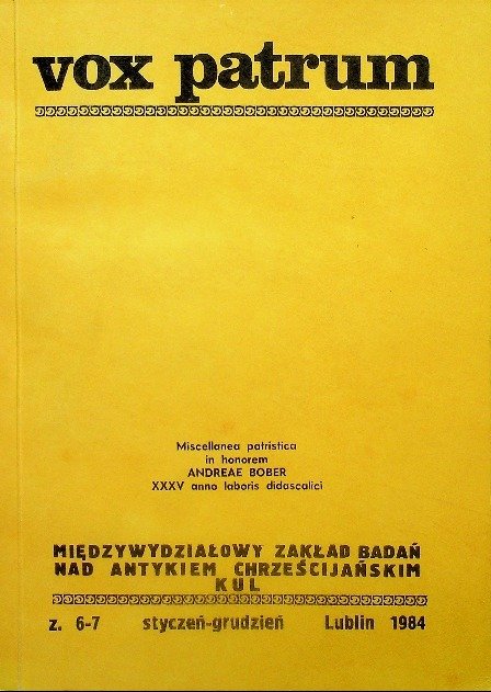 Vox Patrum Nr 6-7 / 84 - Opracowanie zbiorowe | Książka w Empik