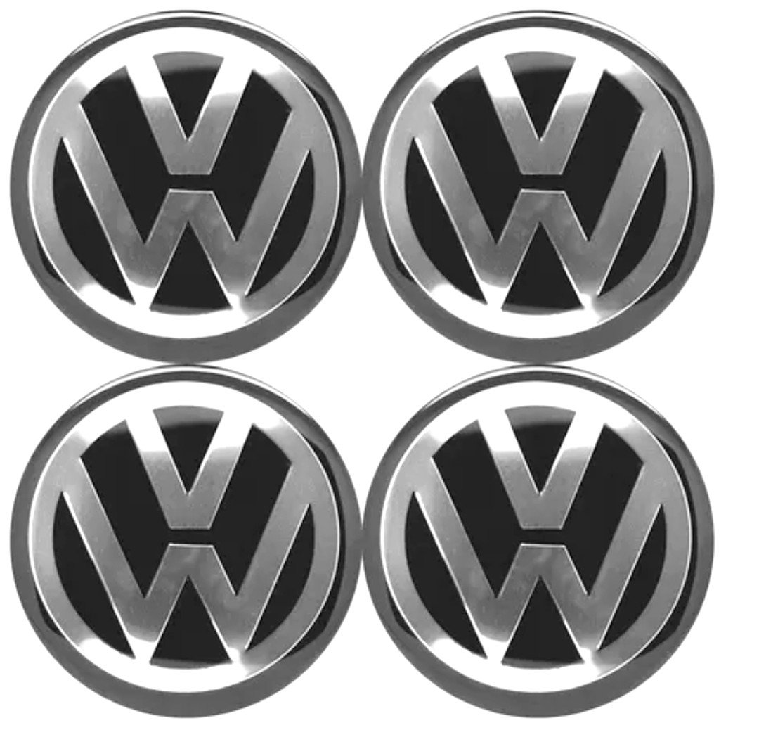 VW VOLKSWAGEN NAKLEJKI EMBLEMATY ZNACZKI LOGO 75mm 4SZT NA KOŁPAKI ...