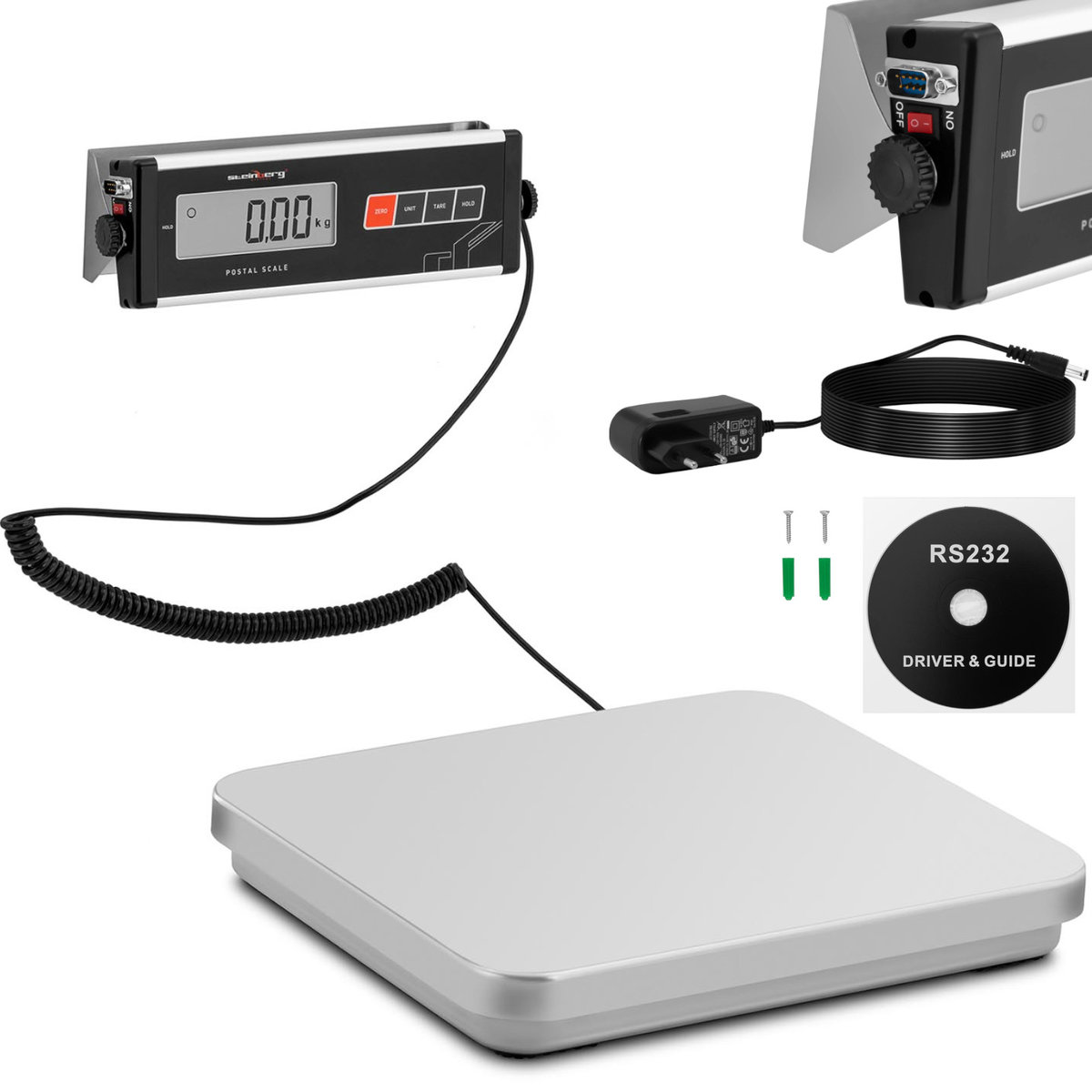 Waga pocztowa platformowa do paczek listów z zewnętrznym LCD 35.5 x 40.5 60 kg/ 0.02 kg - Inna ...