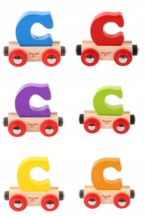 WAGON DREWNIANY Z MAGNESEM WAGONIK MAGNETYCZNY LITERKOWY POCIĄG LITERA ...