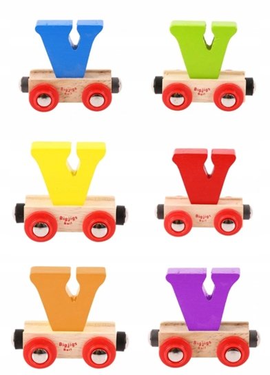 WAGON DREWNIANY Z MAGNESEM WAGONIK MAGNETYCZNY LITERKOWY POCIĄG LITERA ...