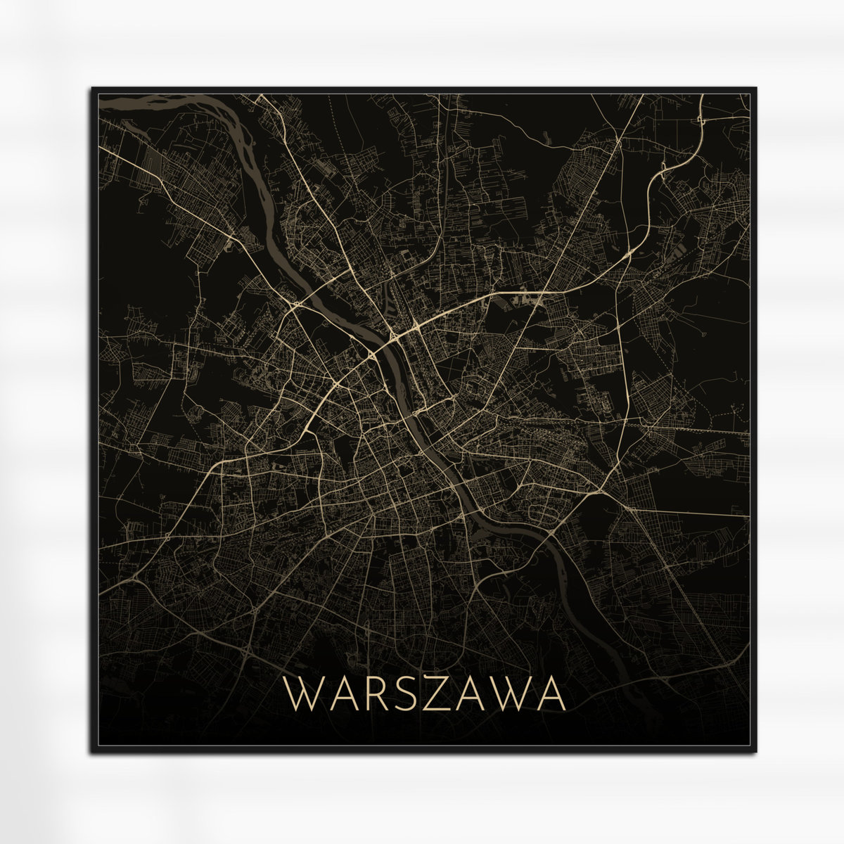 WARSZAWA plakat KWADRAT mapa czarno-biała plan 60x60 cm, 5 - Dodoprint ...