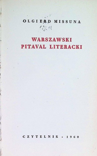 Warszawski pitaval literacki - Missuna Olgierd | Książka w Empik
