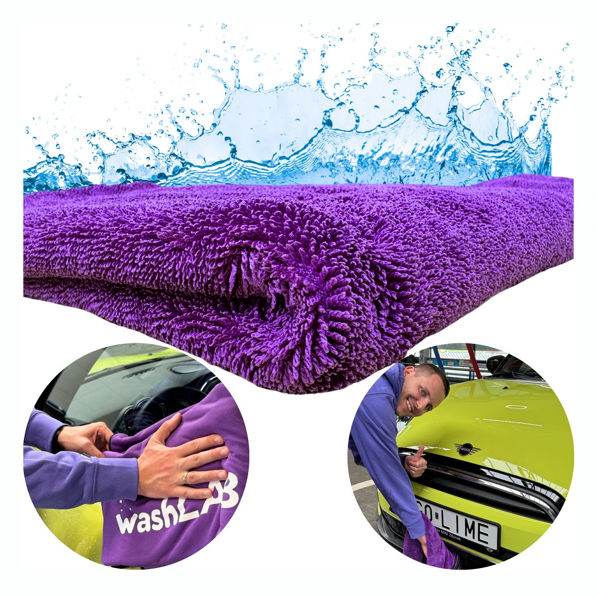 washLAB Twister XL 70x90 800GSM ręcznik do osuszania auta z mikrofibry ...