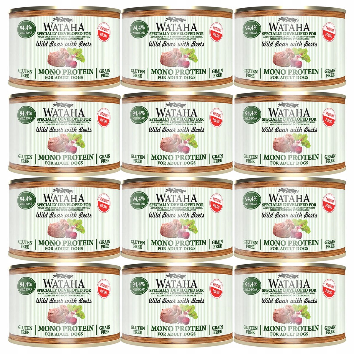 WATAHA Mono Protein Adult karma mokra dla psa Dzik z Burakami 12 x 185g ...