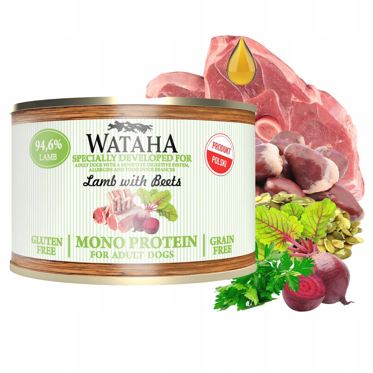 WATAHA Mono Protein Adult karma mokra dla psa Jagnięcina z Burakami ...