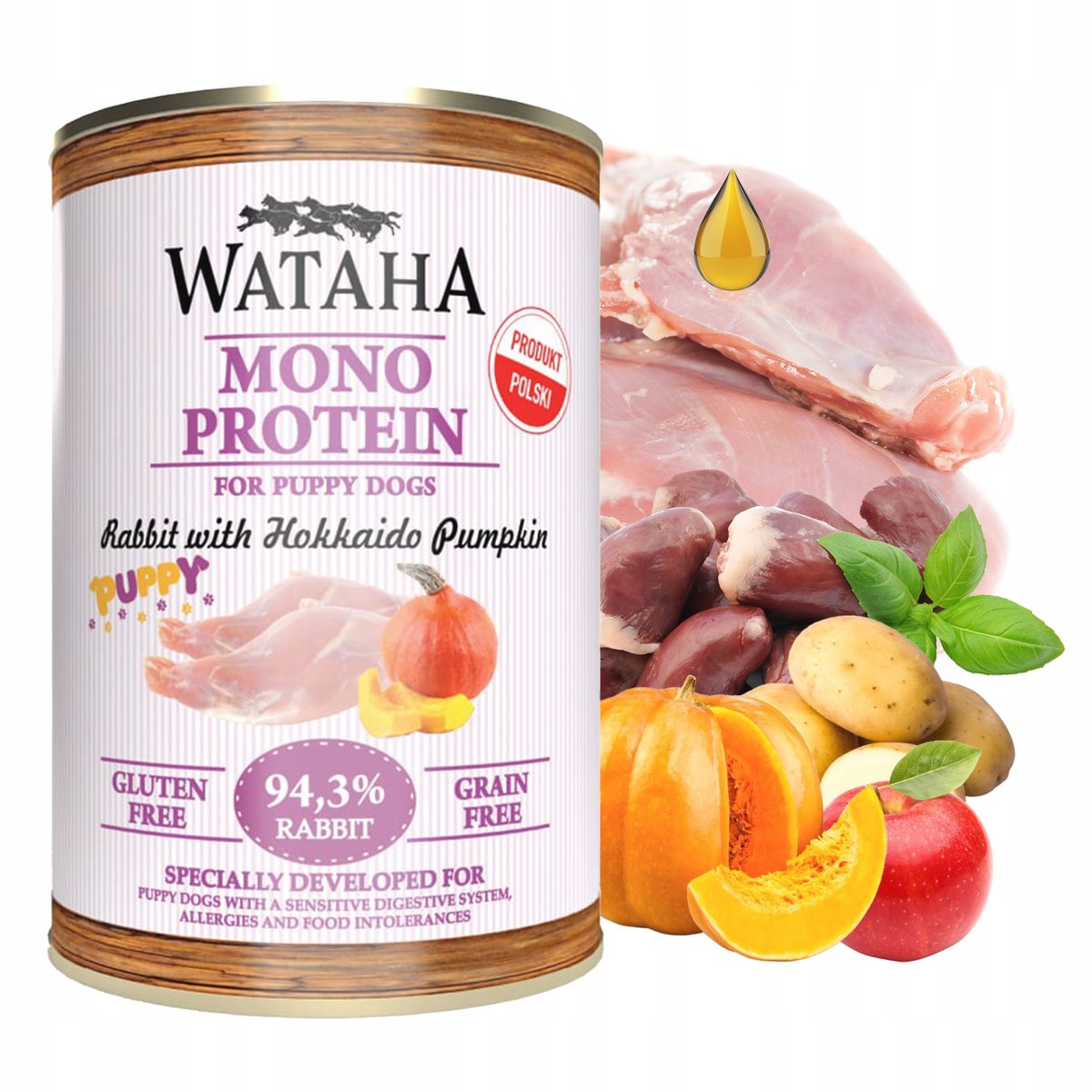 WATAHA Mono Puppy karma mokra dla szczeniąt Królik z Dynią 400g ...
