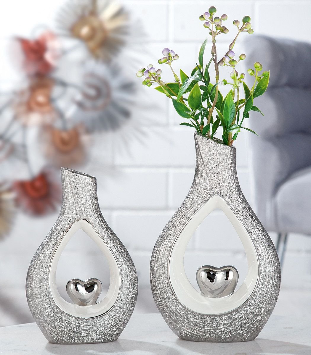 "Wazon Serce" - zestaw 2szt,porcelana,home deco - Gilde | Sklep EMPIK.COM