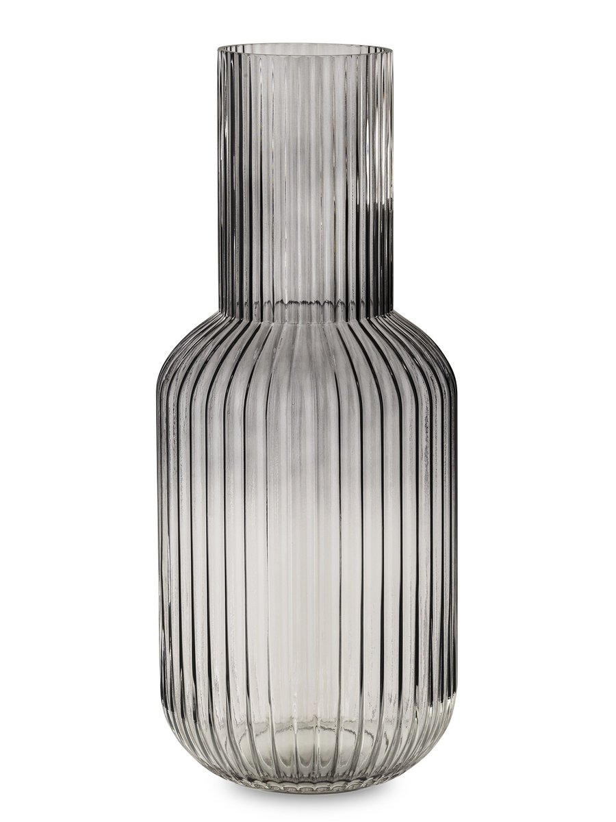 Wazon szklany ryflowany dymiony 44x18x18 cm - MIA home | Sklep EMPIK.COM