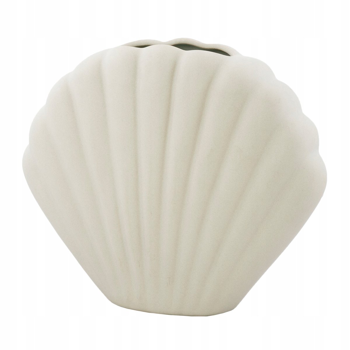 WAZON W KSZTAŁCIE MUSZLI ceramika beżowy wys. 14cm - inna (Inny ...