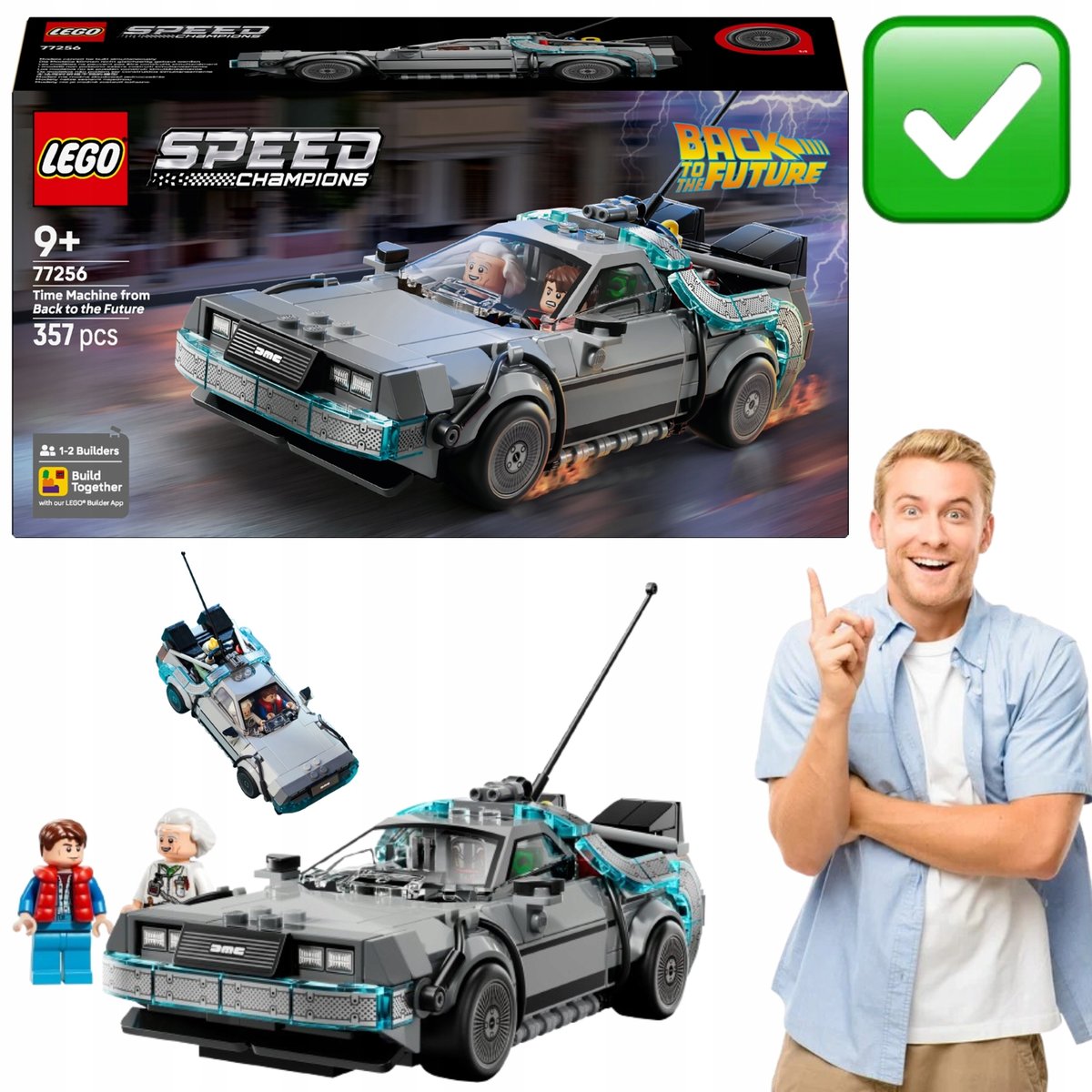 WEHIKUŁ CZASU Z POWROTU DO PRZYSZŁOŚCI LEGO SPEED CHAMPIONS 77256 ...